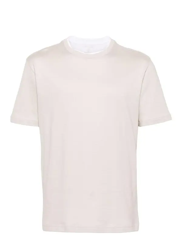 Eleventy Layered Cotton T-shirt - Neutrals