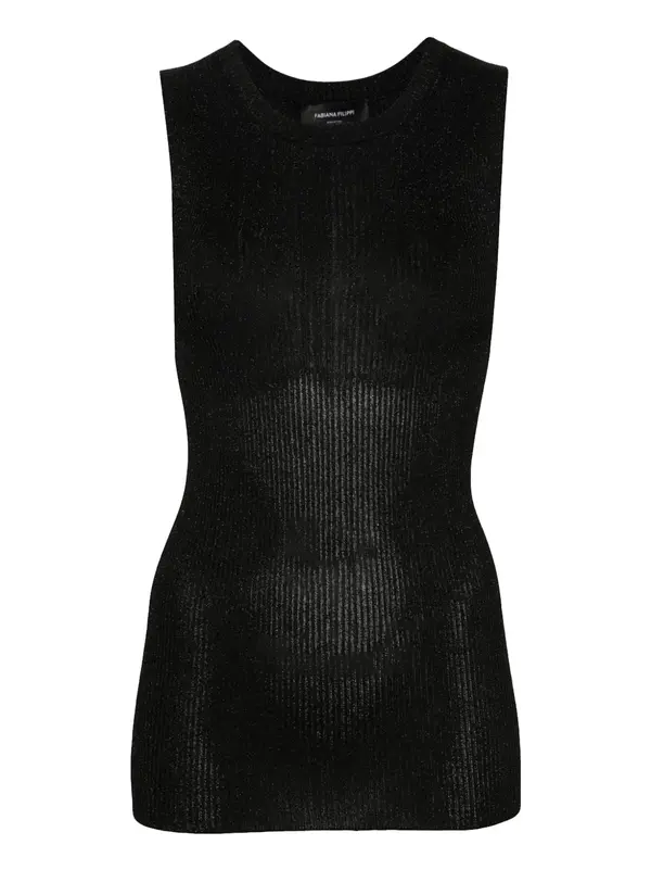 Fabiana Filippi Metallic-thread Ribbed Tank Top - Black