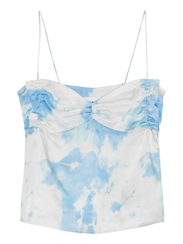GANNI Tie-dye Satin Top - Blue