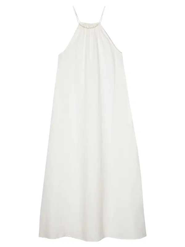 120% Lino Halterneck Linen Maxi Dress - Neutrals