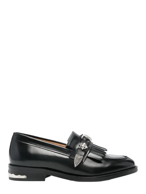 Toga Stud-embellished Leather Loafers - Black