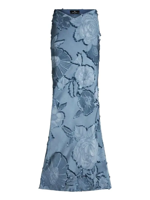 Etro Floral-jacquard Maxi Skirt - Blue