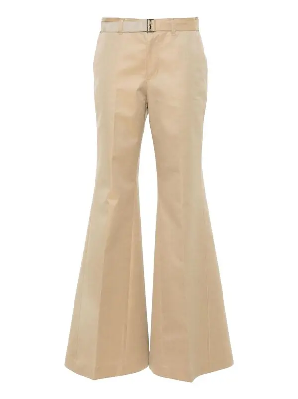 Sacai Flared Belted Trousers - Neutrals