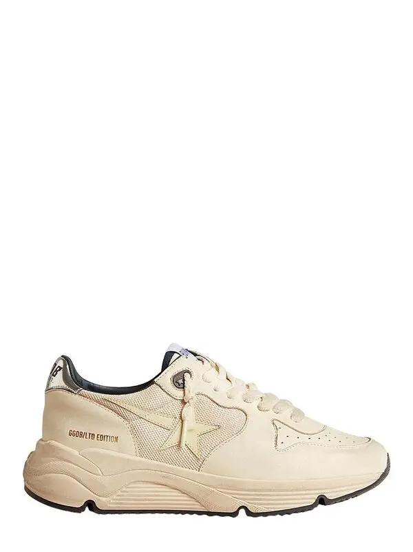 GOLDEN GOOSE Lace Up Running Sneakers - White/cream/yellow/silver