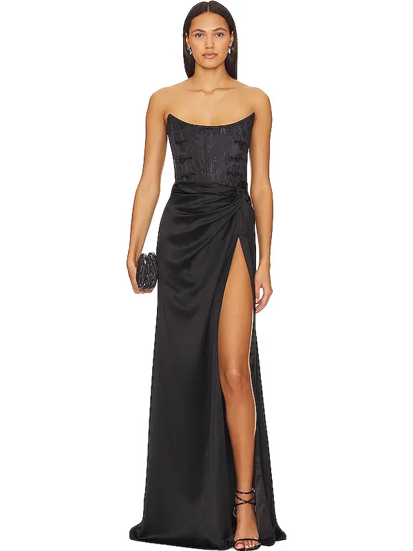 SAU LEE Julia Gown - Black