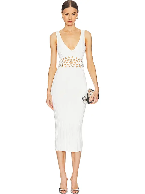 MICHAEL COSTELLO X Evelyn Midi Dress - Ivory