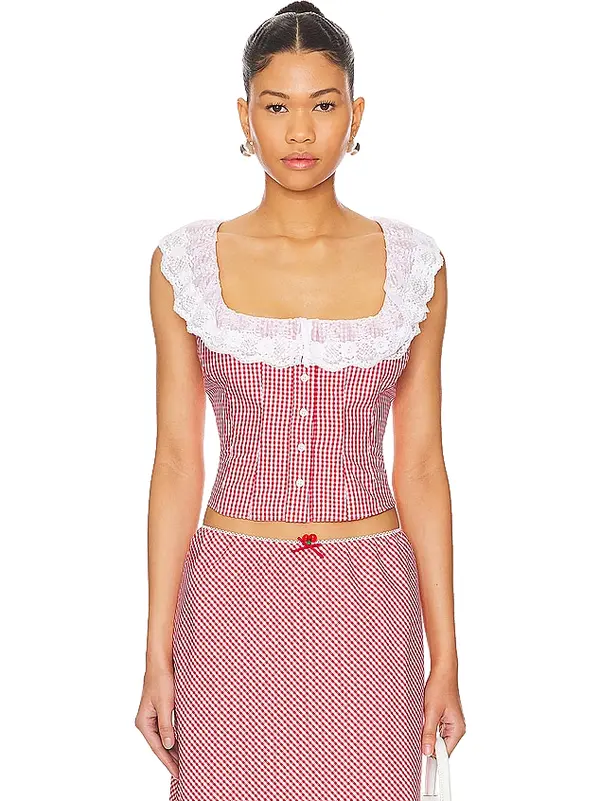 GUIZIO Paloma Top - Gingham Poppy