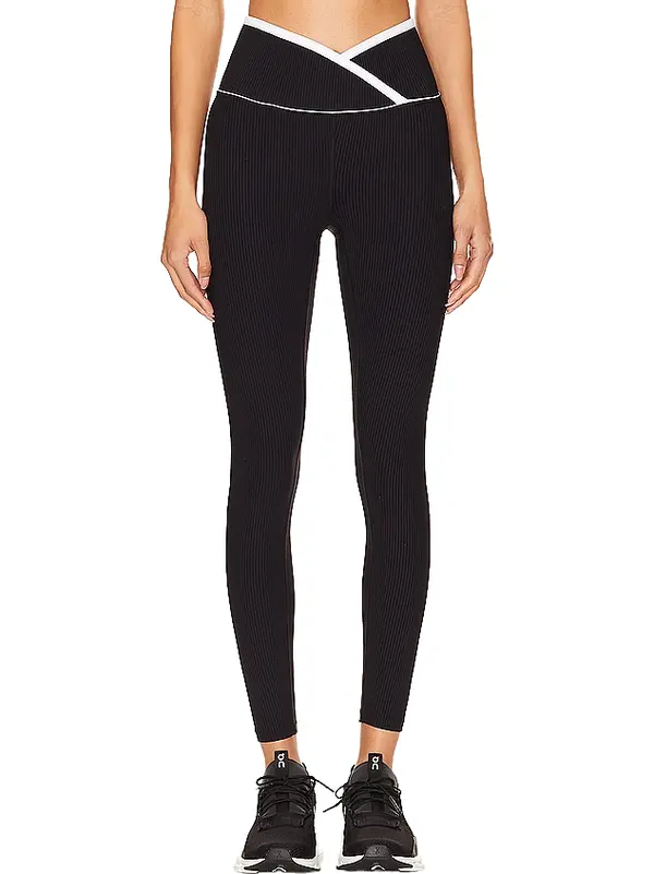 Year Of Ours Ribbed Two Tone Veronica Legging In Black - Black & White