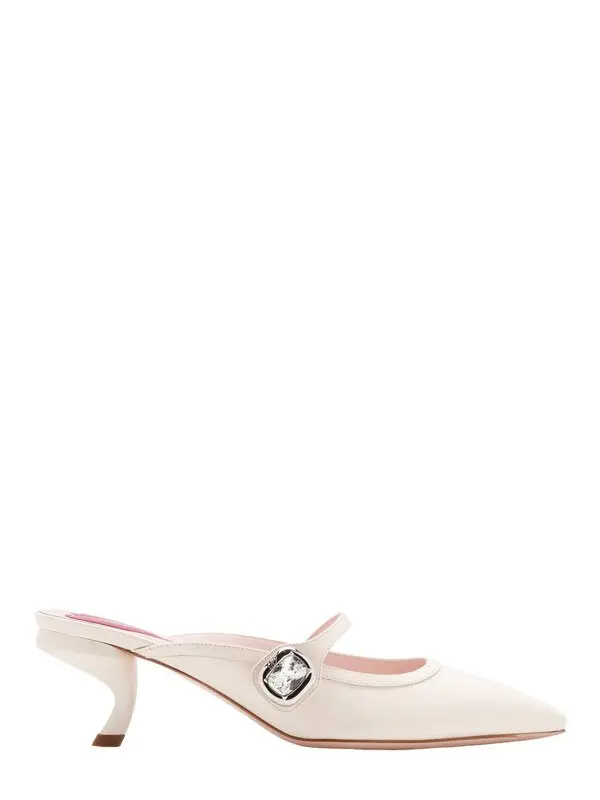 ROGER VIVIER Virgule Babies Patent Leather Mule - Ivory