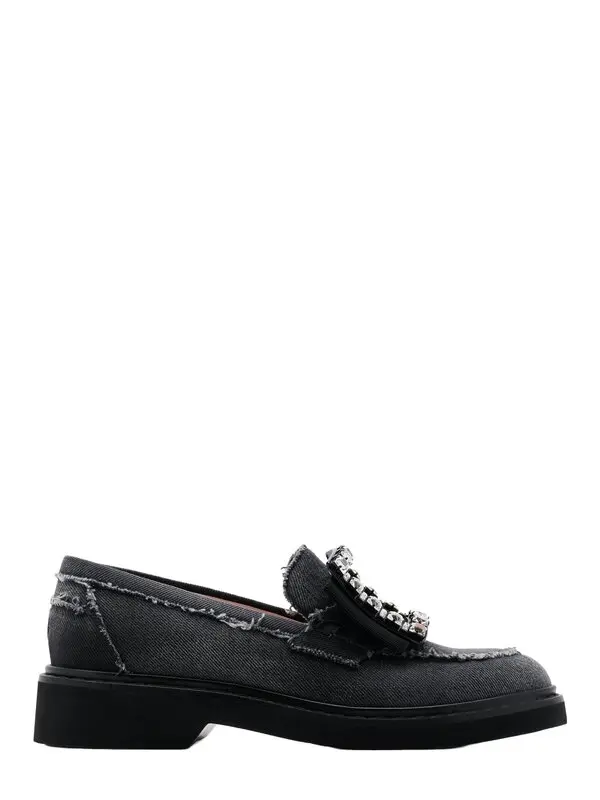 ROGER VIVIER Viv Rangers Denim Loafers - Black