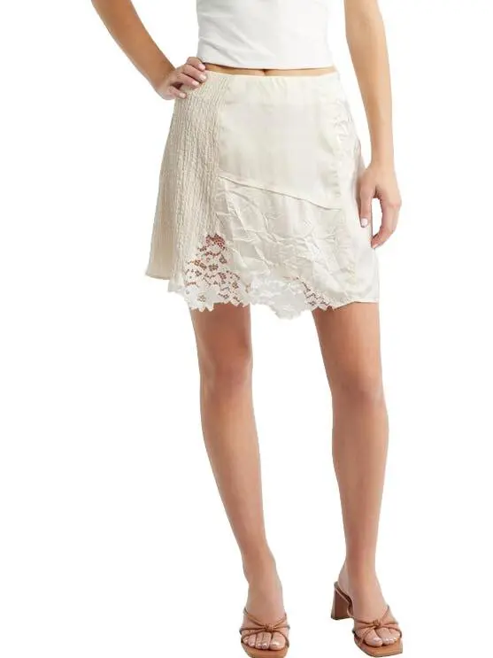 Topshop Lace Patchwork Mini Skirt - Ivory