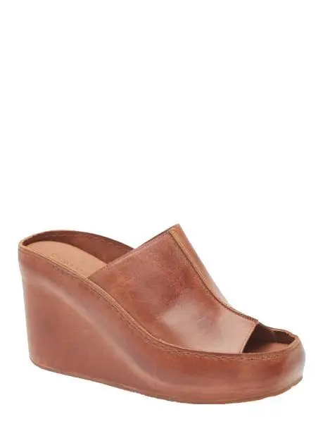 CHOCOLAT BLU Pearl Platform Wedge Sandal - Brown Leather