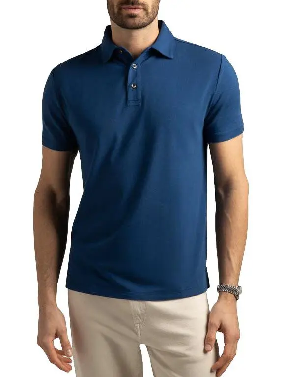 HYPERNATURAL Pinehurst Classic Fit Cotton Blend Golf Polo - Coastal Navy