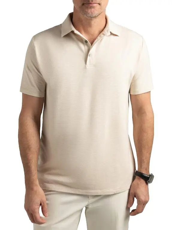 HYPERNATURAL Pinehurst Classic Fit Cotton Blend Golf Polo - Khaki/white