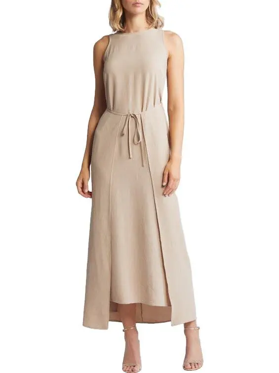Vince Camuto Tie-front Faux-wrap Dress - Taupe