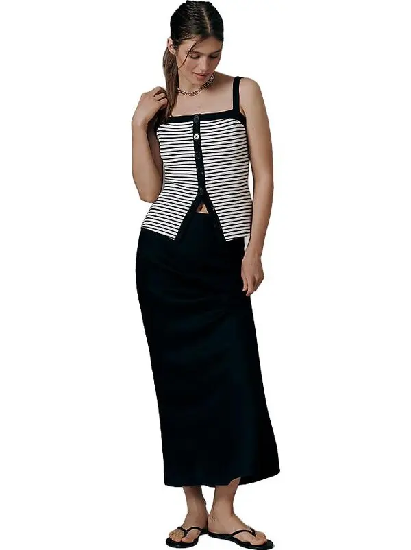 Anthropologie Tilda Maxi Slip Skirt - Black