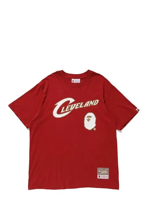 A BATHING APE X Mitchell & Ness Cavs Tee Shirt - Burgundy