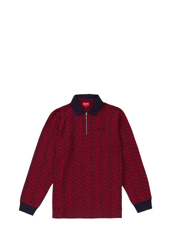 Supreme Floral Jacquard Zip Polo - Magenta
