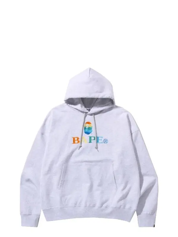 A BATHING APE Embroidery Loose Fit Pullover Hoodie - Gray