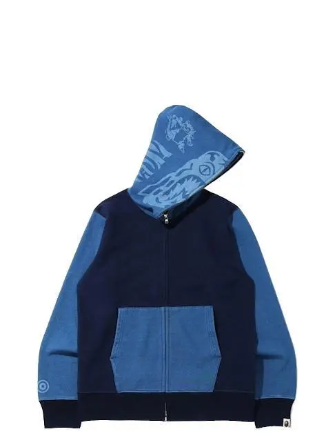 BAPE Tiger Shark Full Zip Hoodie - Indigo
