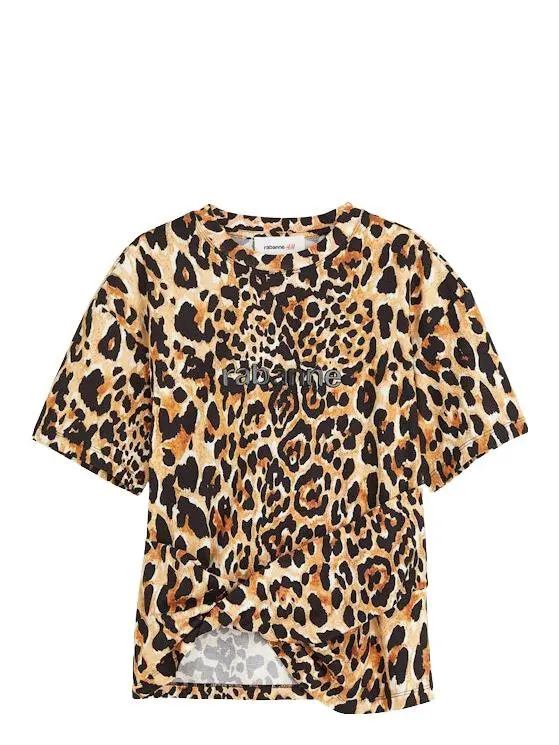 Rabanne Twist-detail T-shirt - Leopard/print
