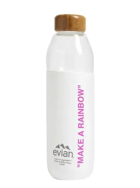 EVIAN BY VIRGIL ABLOH X Soma Refillable Glass Water Bottle - White/pink