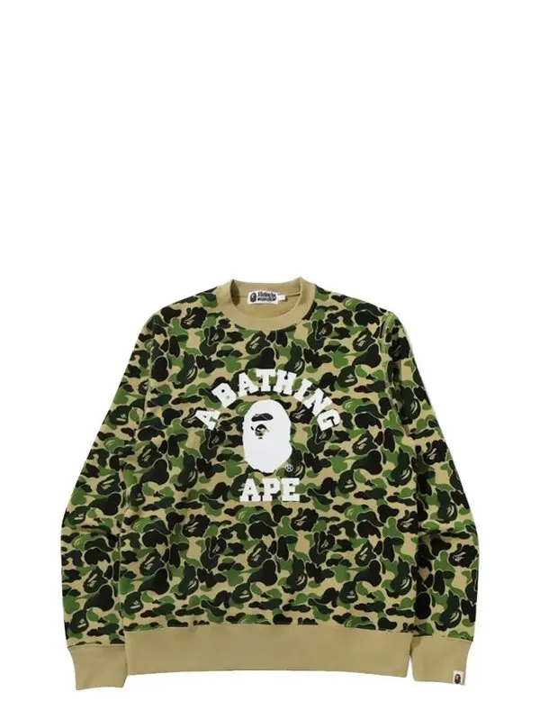 BAPE Abc Camo College Wide Crewneck Sweatshirt - Green