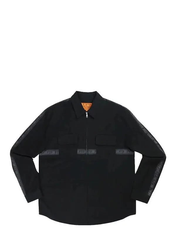FTP Logo Tape Zip Up Work Shirt - Black