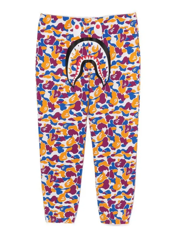 A BATHING APE La Store 5th Anniversary La Camo Shark Sweatpants - Purple Yellow Blue