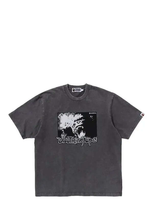 A BATHING APE Mad Ape Graphic Acid Wash Relaxed Fit Tee Shirt - Black