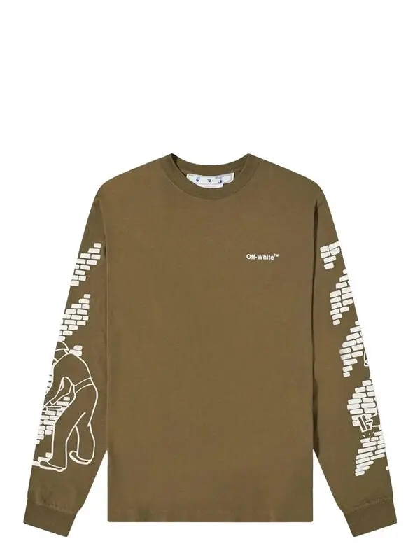 Off-White Off Off Bricks Skate Long Sleeve Tshirtin - Army Green/white