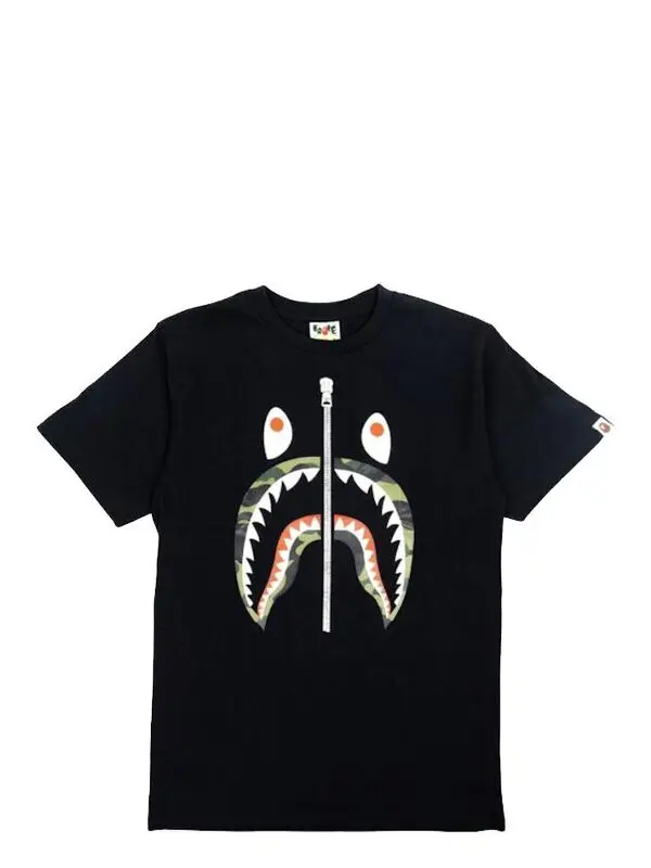 A BATHING APE 1st Camo Shark Tee Shirt - Black/green