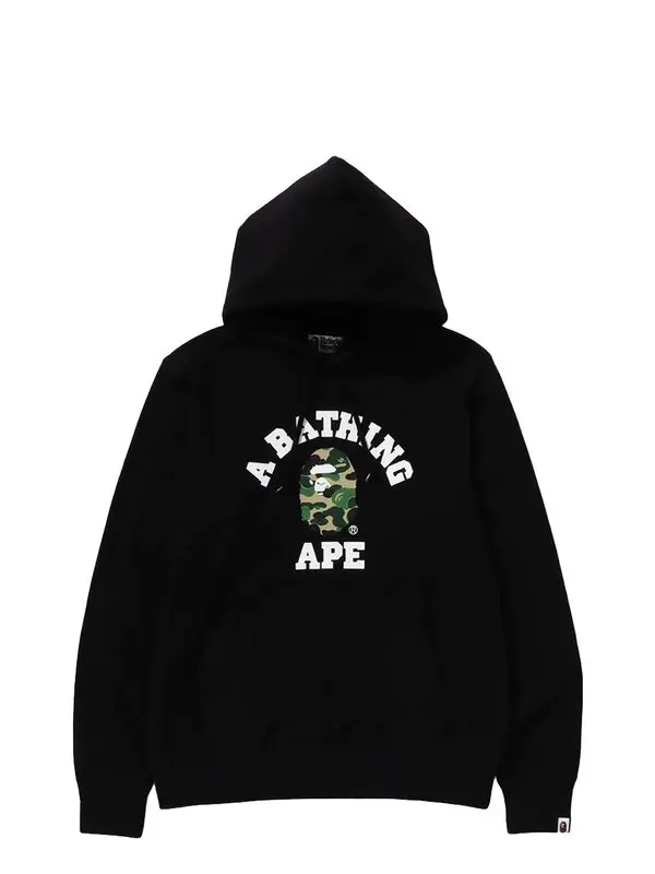 A BATHING APE Abc Camo College Organic Cotton Pullover Hoodie - Black/green