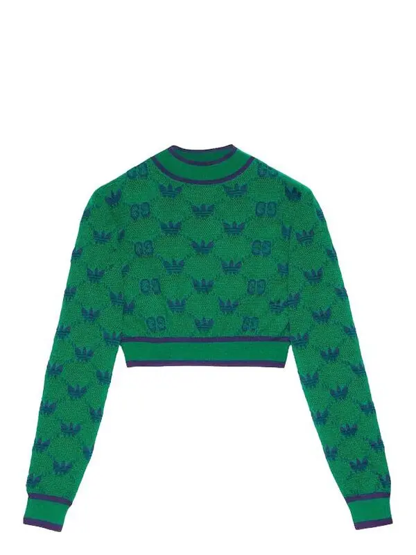 Gucci X Adidas Wool Jacquard Sweater - Green/blue