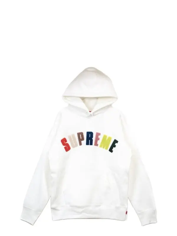 Supreme Chenille Arc Logo Hooded Sweatshirt - White