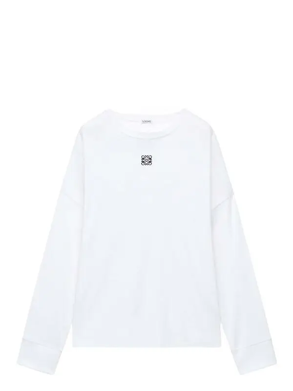 Loewe Oversized Fit Long Sleeve T-shirt In Cotton - White