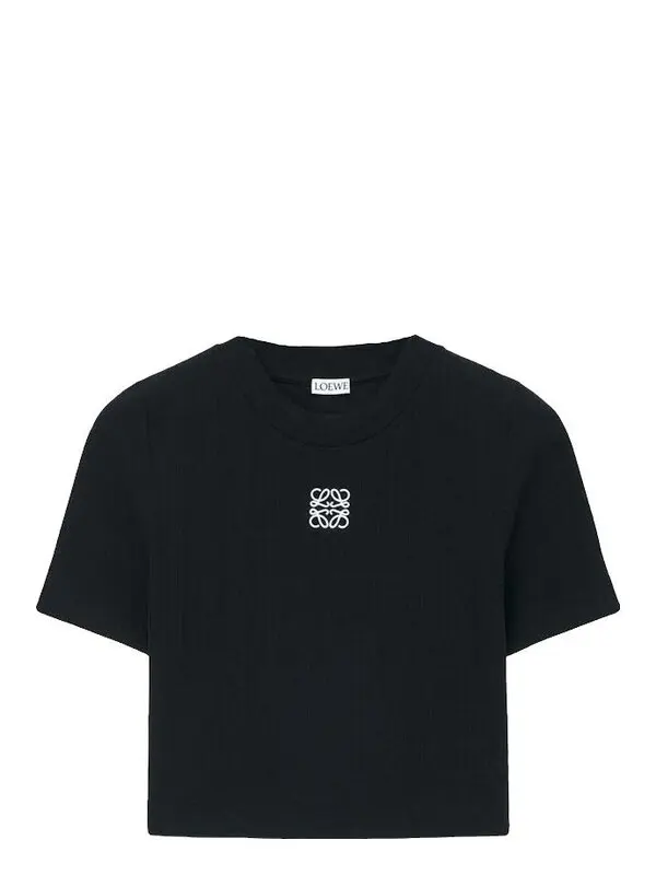 Loewe Cropped Cotton Top - Black