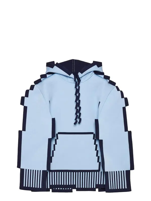 Loewe Pixellated Technical Knit Hoodie - Light Blue