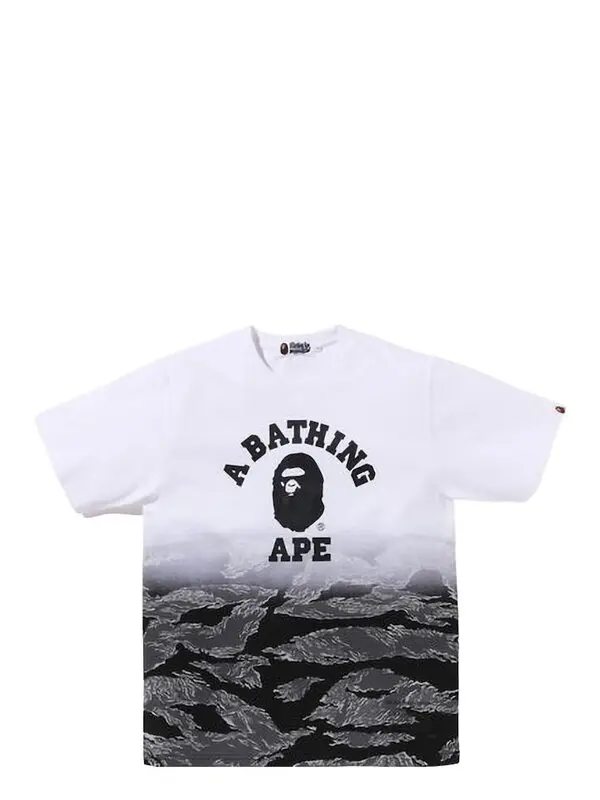 A BATHING APE Tiger Camo Gradation College Tee Shirt - Black