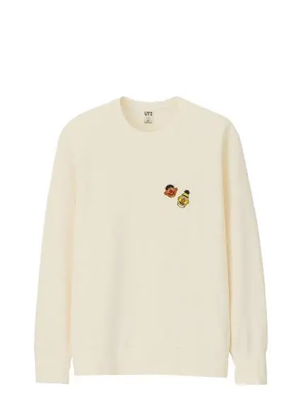KAWS X Uniqlo X Sesame Street Bert & Ernie Heads Sweatshirt - Natural