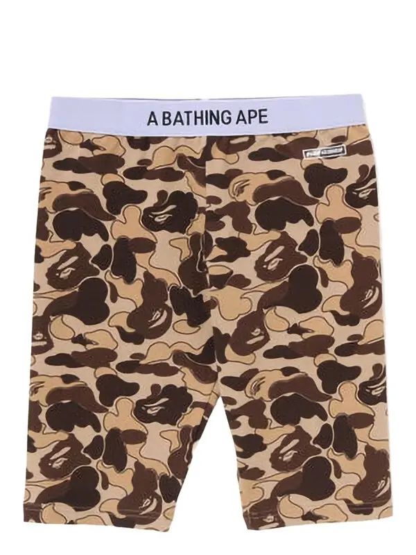 A BATHING APE Cookie Camo 2 Biker Shorts - Brown