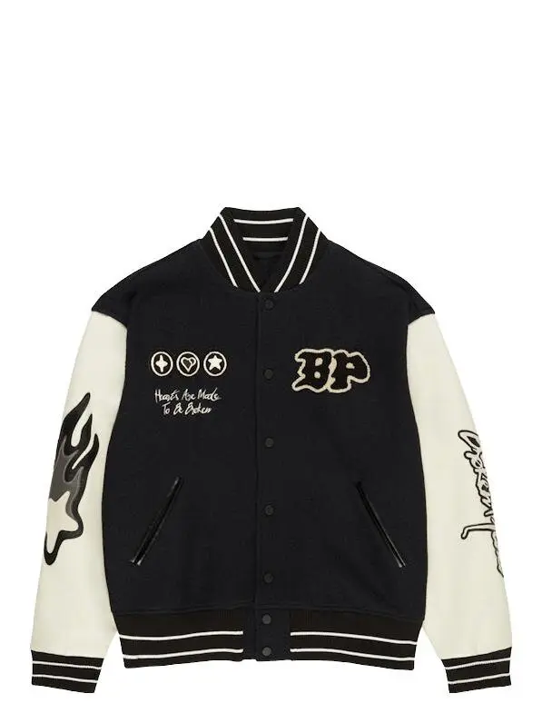 BROKEN PLANET Varsity Jacket - Black/white