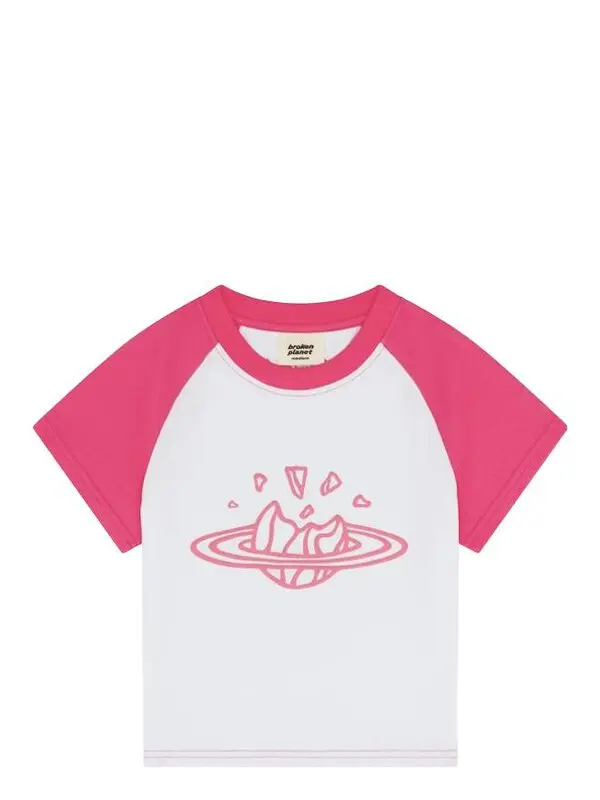 BROKEN PLANET Baby Tee Shirt - Snow White/pink
