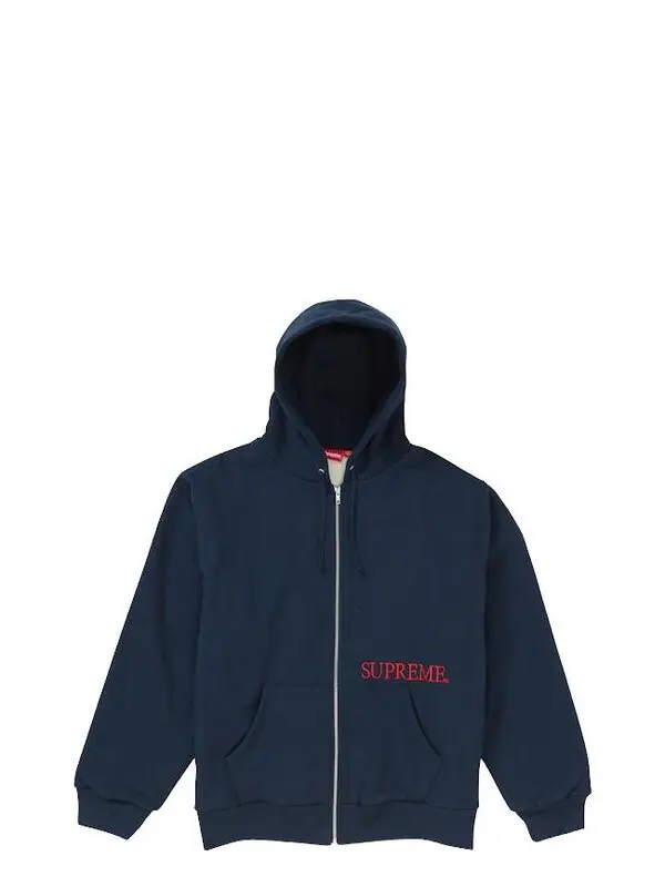Supreme Thermal Zip Up Hooded Sweatshirt - Navy Blue