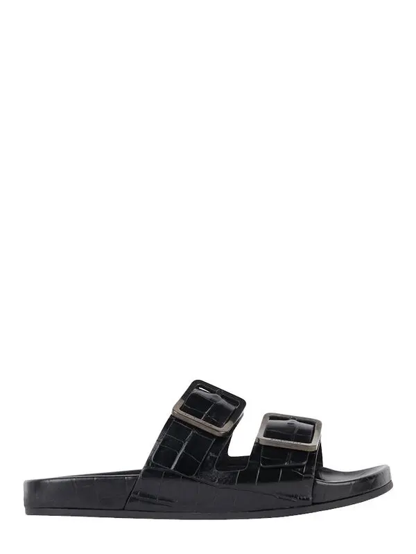 Balenciaga Mallorca Crocodile-embossed Sandals - Black