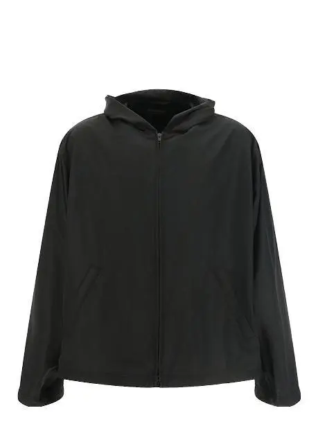 Balenciaga Logo Printed Oversized Nylon Jacket - Black