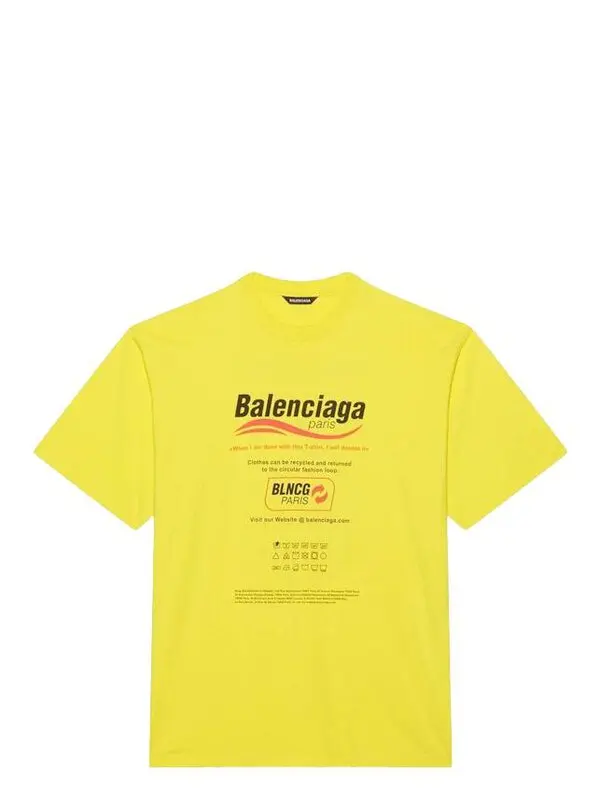 Balenciaga Logoprint Short Sleeve T-shirt - Yellow