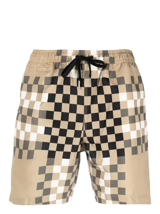 Burberry Printed Drawstring Swim Shorts - Checker Print