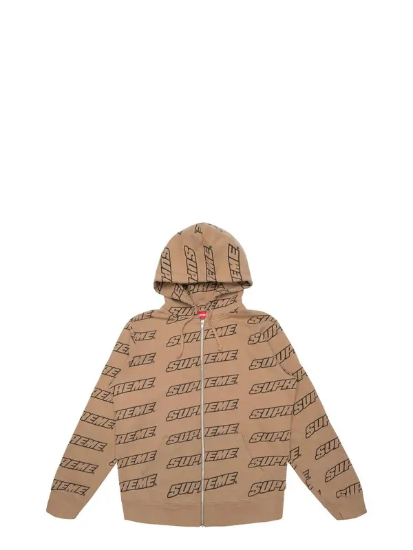 Supreme Repeat Zip Up Hooded Sweatshirt - Light Brown