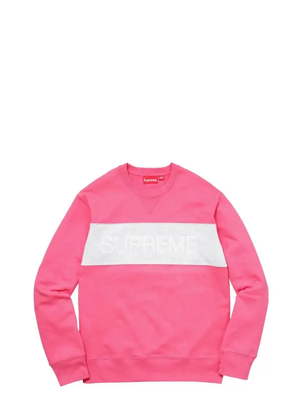 Supreme Zig Zag Stitch Panel Crewneck Sweatshirt - Hot Pink